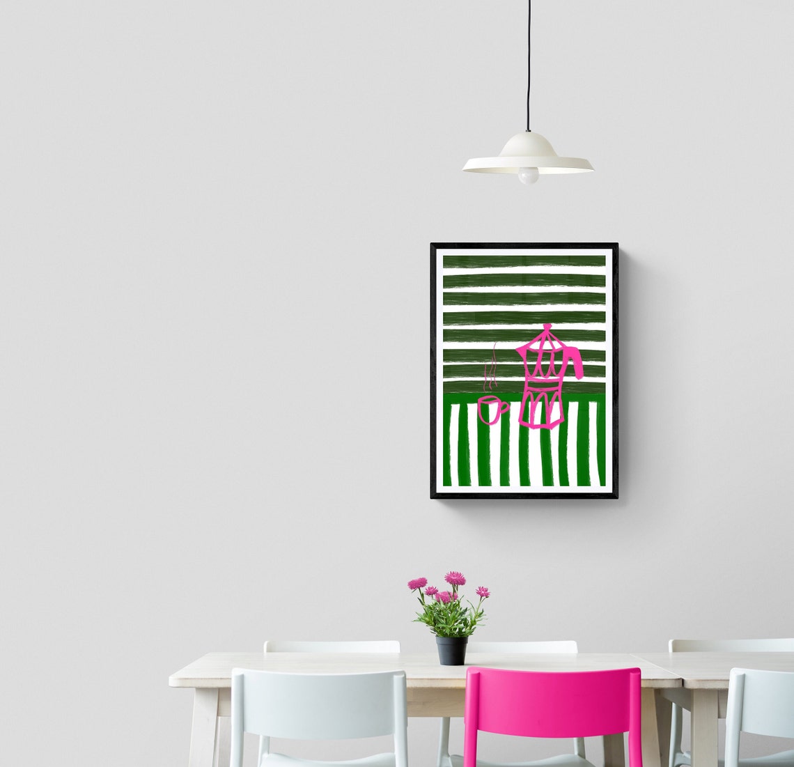 Pink and Green Coffee Maker Printable Wall Art. Coffee Lovers Poster ...