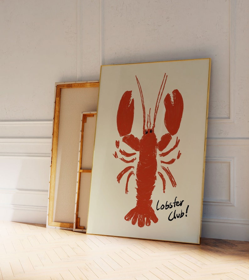 Seafood Kitchen Printable Wall Art, Lobster Club Print, Digital ...