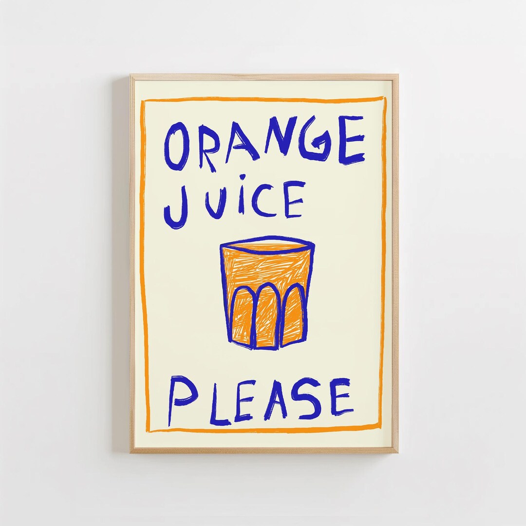 Orange Juice Art Print: Modern Kitchen Cafe Decor - Etsy