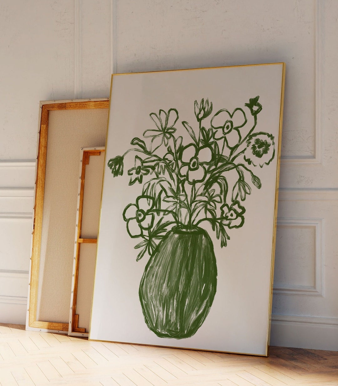 Trendy Vase Print, Abstract Floral Print, Botanical Flowers Print, Hand ...