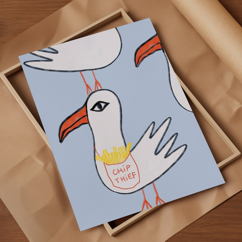Seagull Printable Wall Art, Funny Animal Prints, Digital Download, Home ...