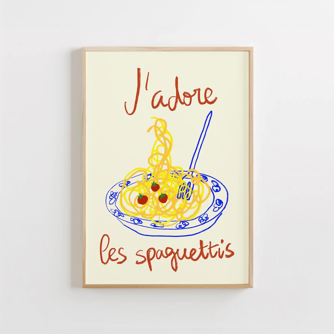 Spaghetti Art Print: Trendy Kitchen Pasta Poster (digital Download) - Etsy