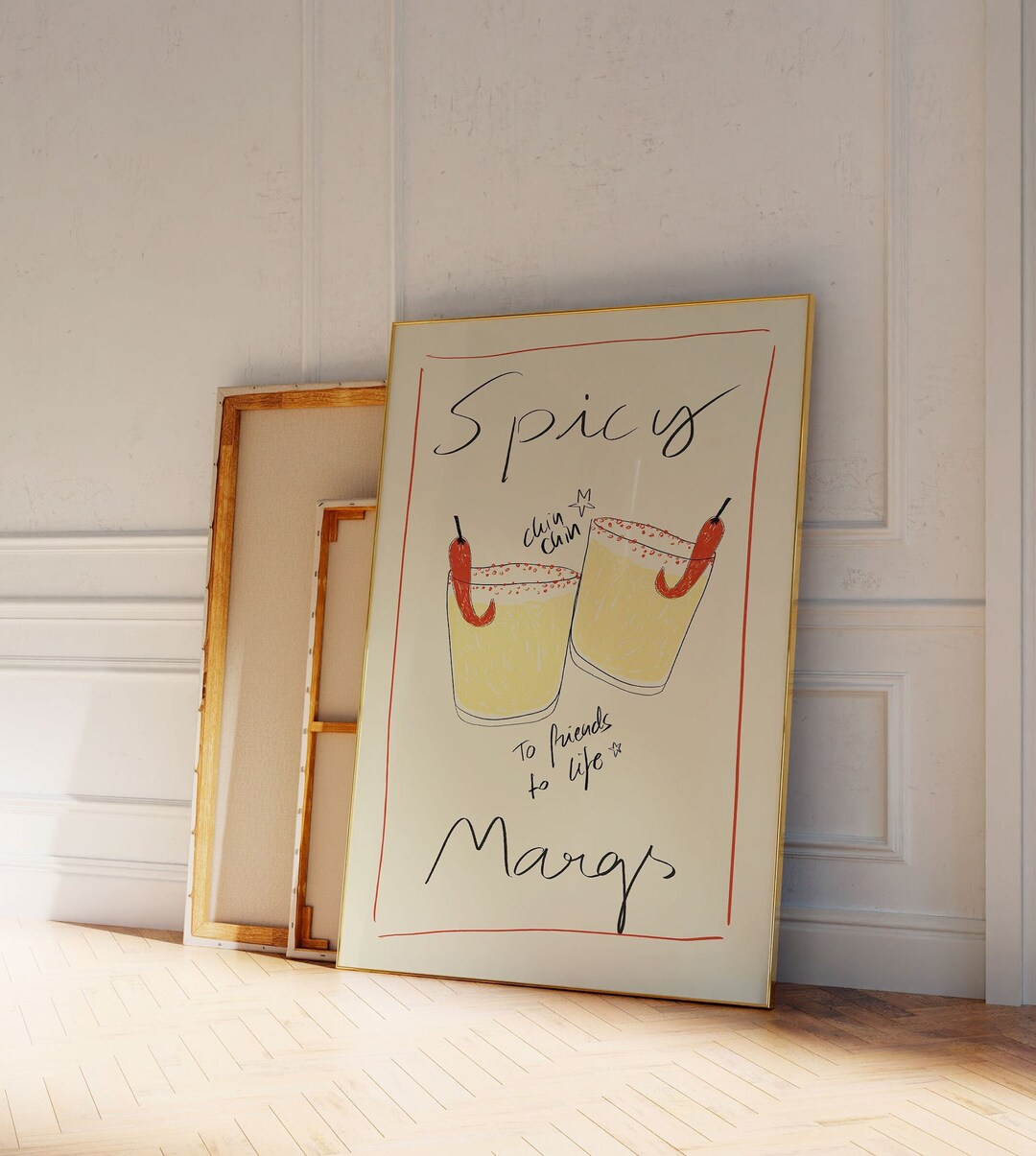 Spicy Margs Print, Printable Wall Art, Kitchen Decor, Drinks Artwork ...