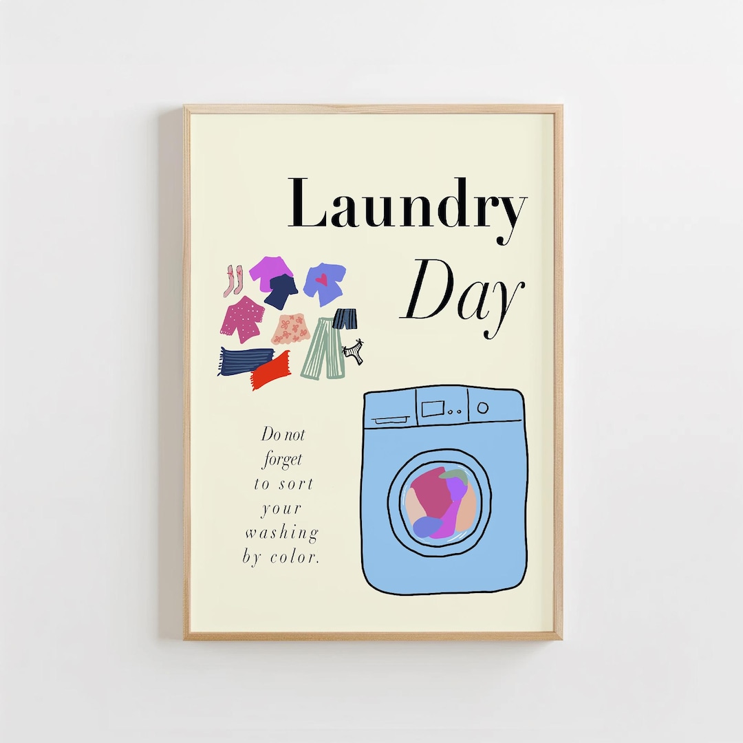Laundry Day Print, Fun Laundromat Art, Aesthetic Laundry Room Poster ...