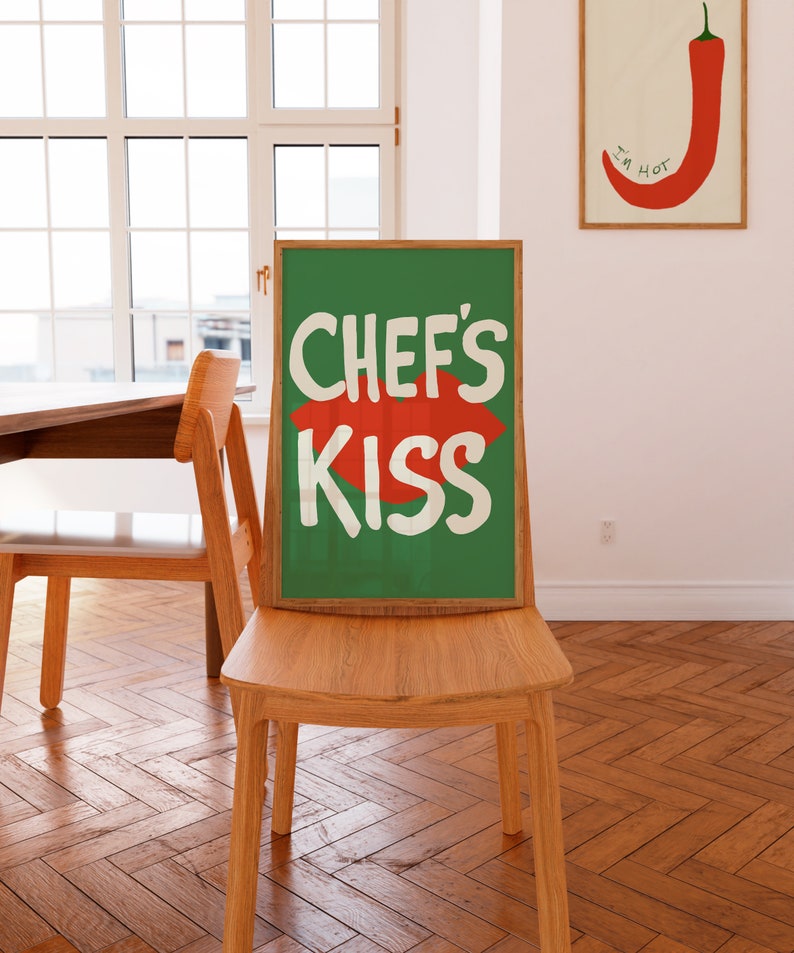 Kitchen Art Prints Set: Hot Chilli, Chef Kiss (digital Download) - Etsy