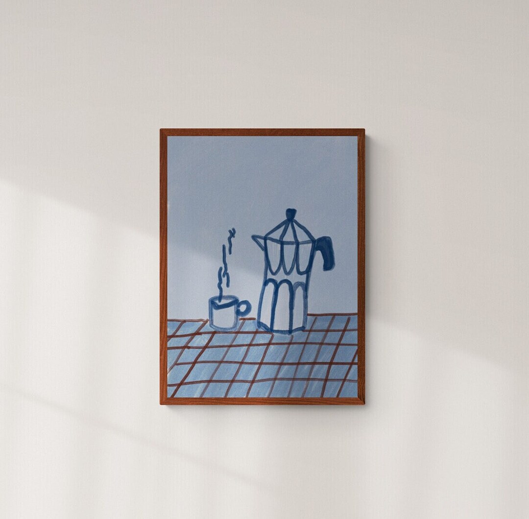 Coffee Maker Kitchen Print: Cafecito Time Illustration (digital ...