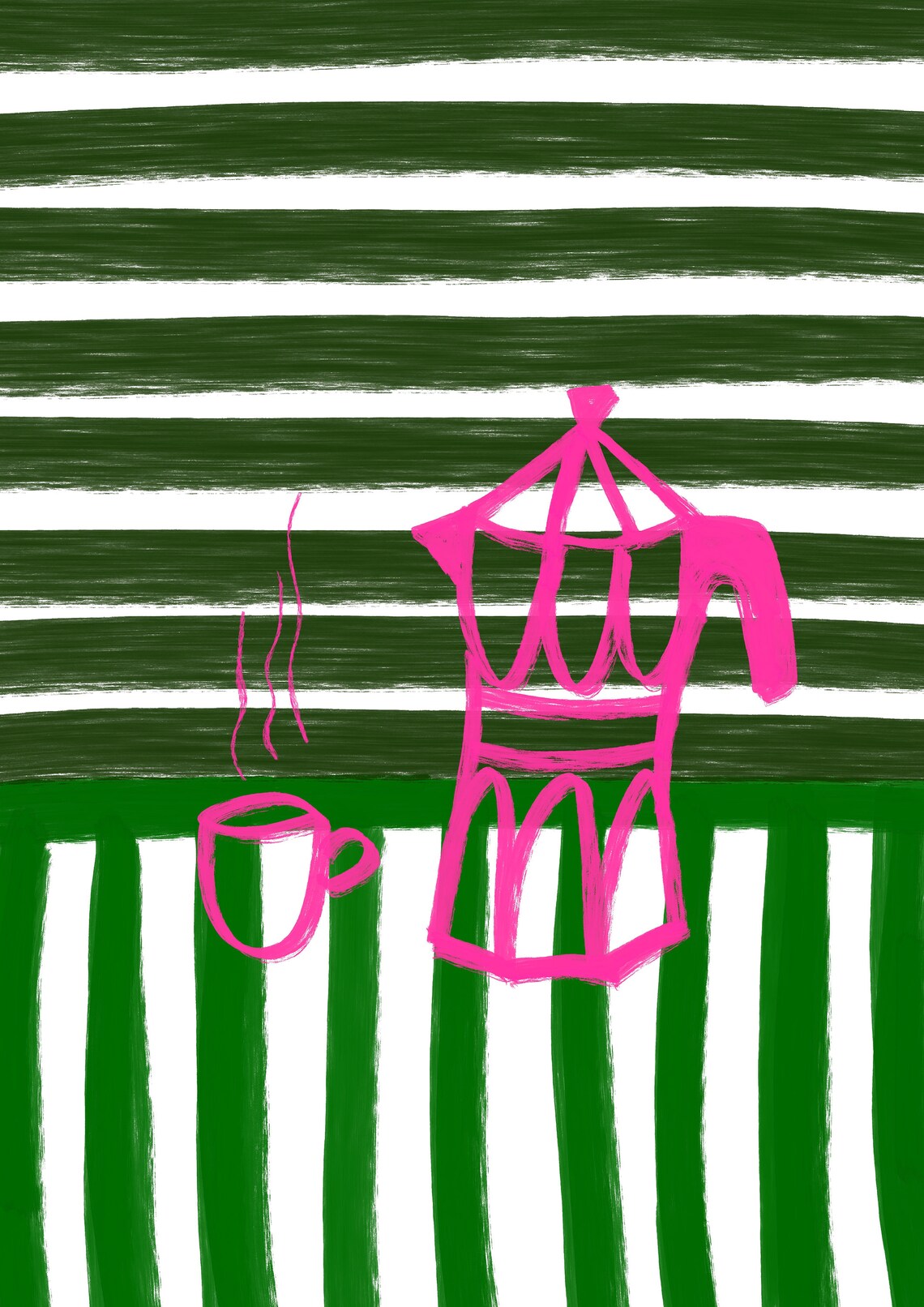 Pink and Green Coffee Maker Printable Wall Art. Coffee Lovers Poster ...