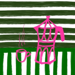 Pink and Green Coffee Maker Printable Wall Art. Coffee Lovers Poster ...