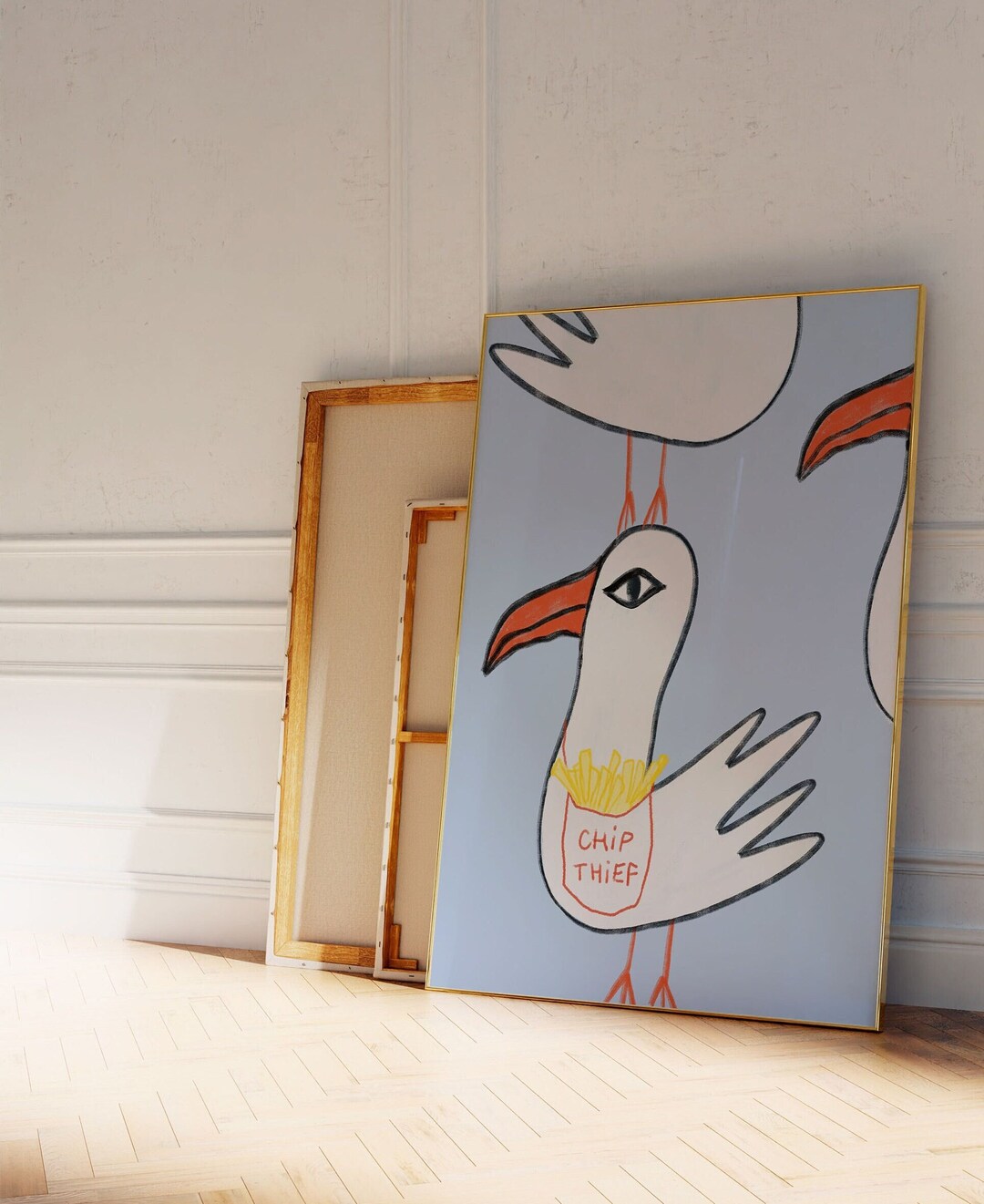 Funny Seagull Print: Chip Thief Bird Art (digital Download) - Etsy