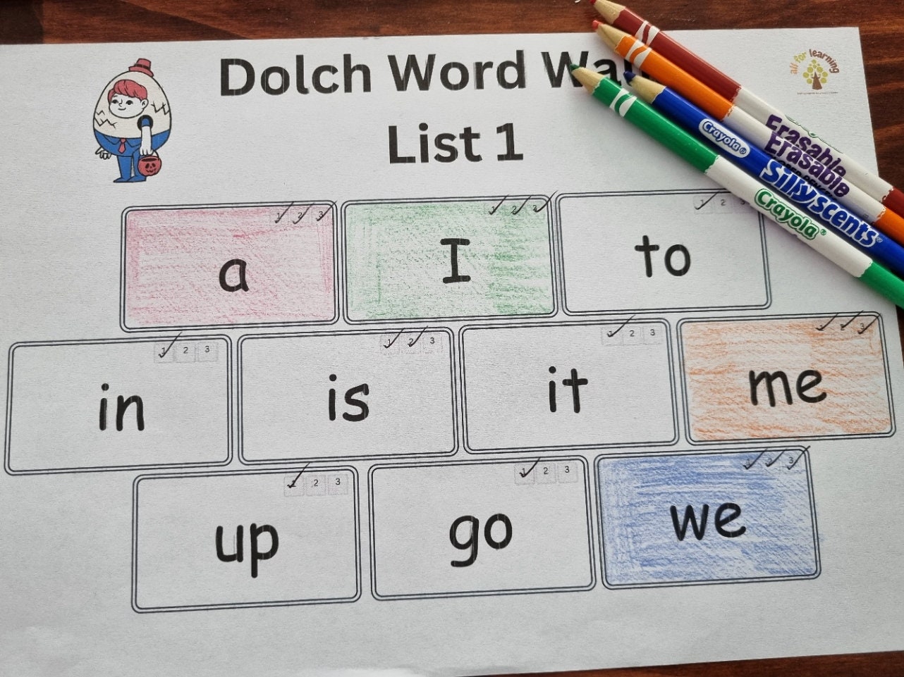 Dolch Sight Word Walls 1-31 Various Options - Etsy