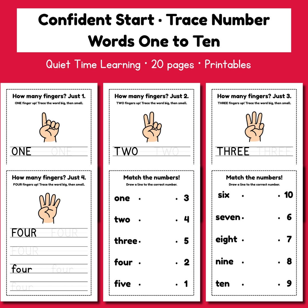 Confident Start - Trace Number Words One to Ten | Preschool Word ...