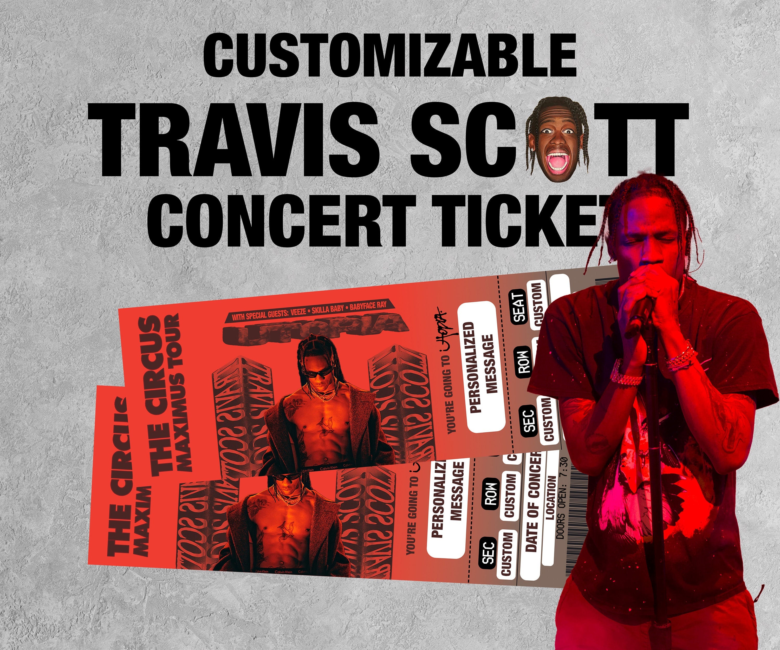 Personalized Travis Scott Concert Ticket, Circus Maximus Tour, Digital ...