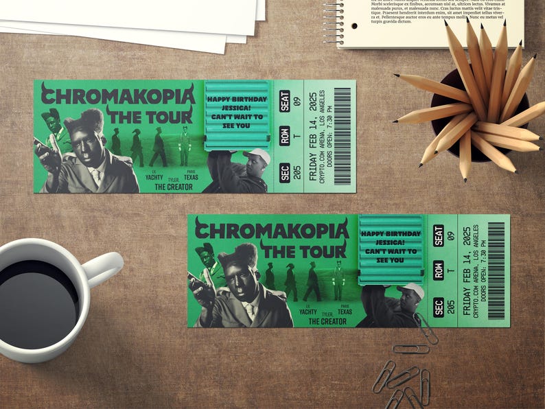 Personalized Tyler the Creator Concert Ticket, Chromakopia World Tour ...