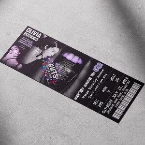 Personalized Olivia Rodrigo Concert Ticket, GUTS Tour Digital Souvenir ...