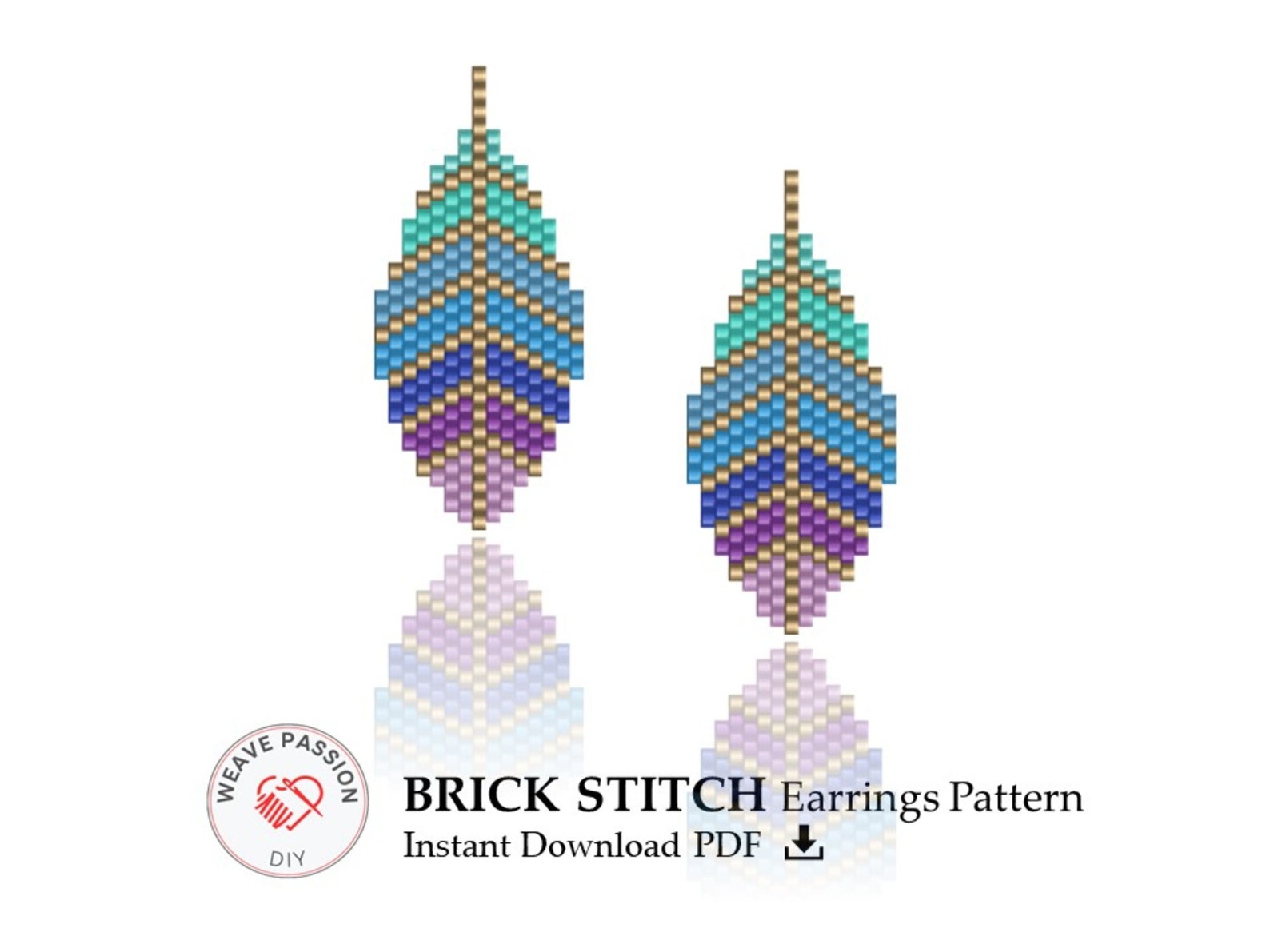 Seed Bead Earring Pattern PDF, Miyuki Pattern, Brick Stitch Earring ...