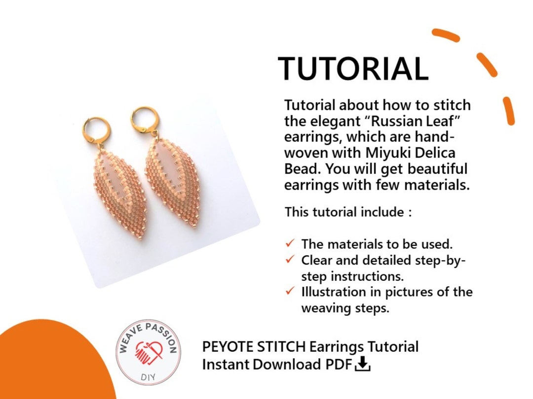 TUTORIAL Russian Leaf Earrings, Peyote Stitch Technique, Instant ...