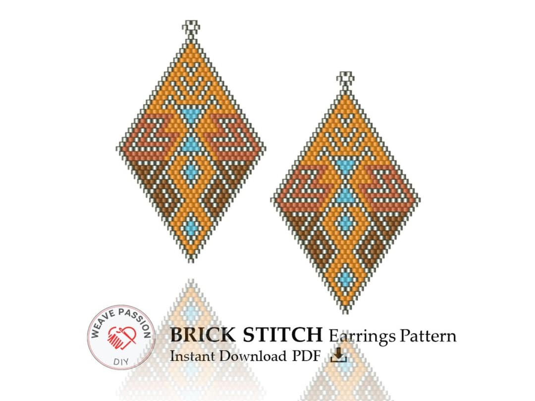 Seed Bead PDF, Earring Pattern PDF, Miyuki Pattern, Brick Stitch ...