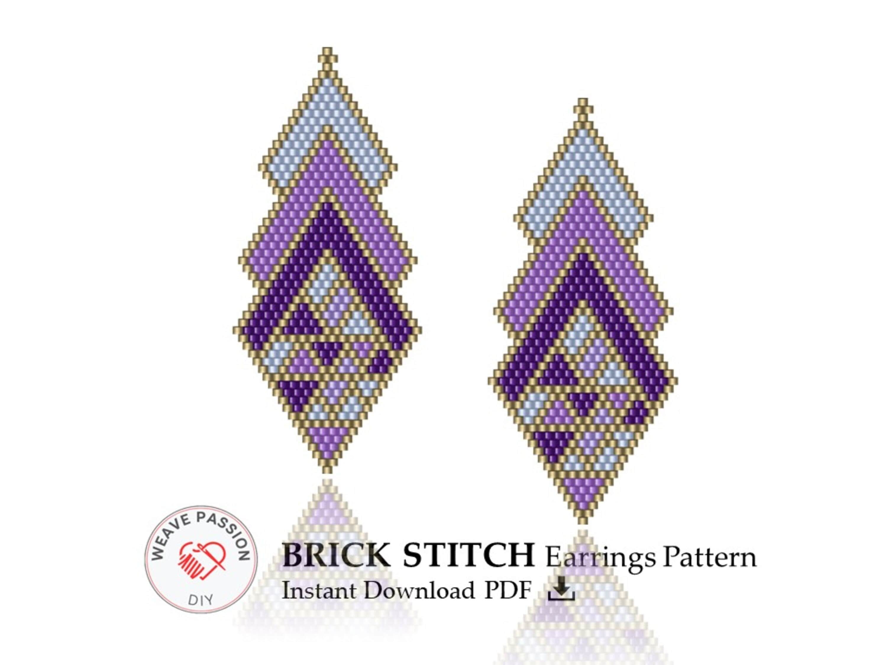 Seed Bead Earring Pattern PDF, Miyuki Pattern, Brick Stitch Earring Pattern, Delica Bead Pattern ...