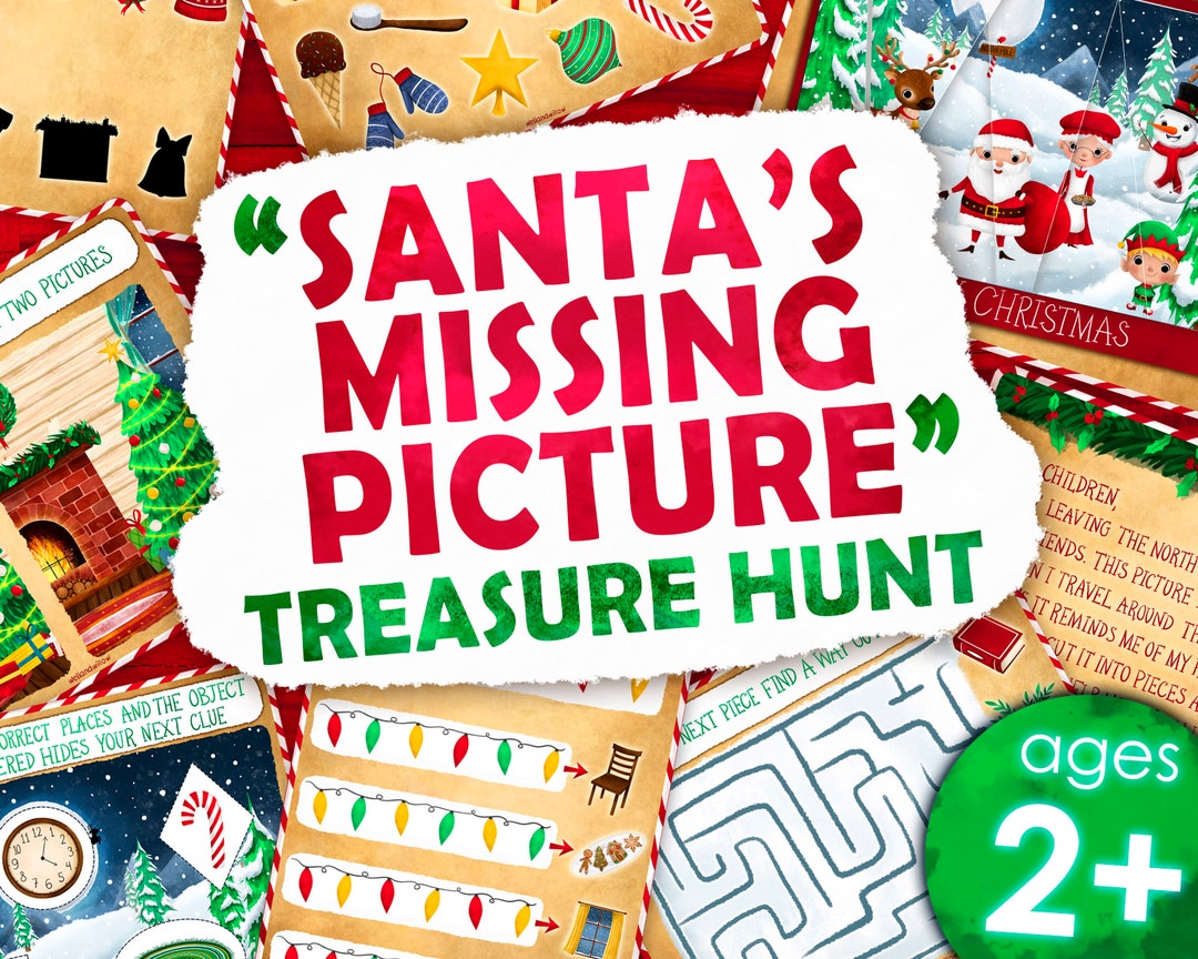 Santa's Missing Picture Christmas Treasure Hunt | Printable Party Game ...