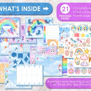 Unicorn Busy Book Printable Preschool Activities Homeschool Learning ...