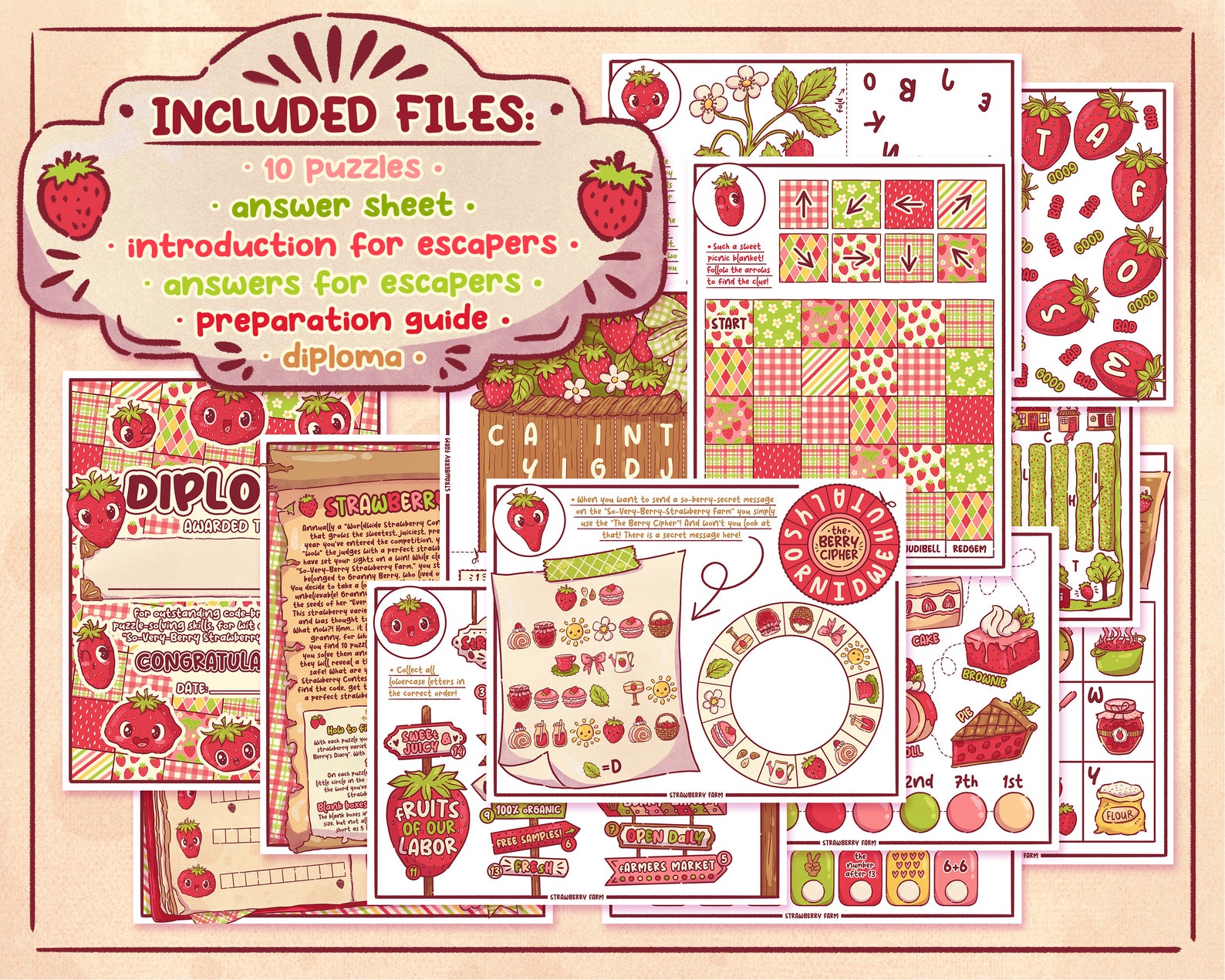 Strawberry Farm Escape Room | Treasure Hunt | Birthday Party Printable ...