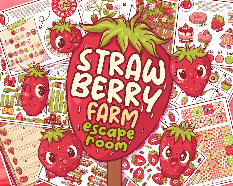 Strawberry Farm Escape Room | Treasure Hunt | Birthday Party Printable ...