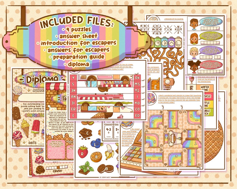 Ice Cream Quest Escape Room Printable Birthday Party for Kids Summer ...