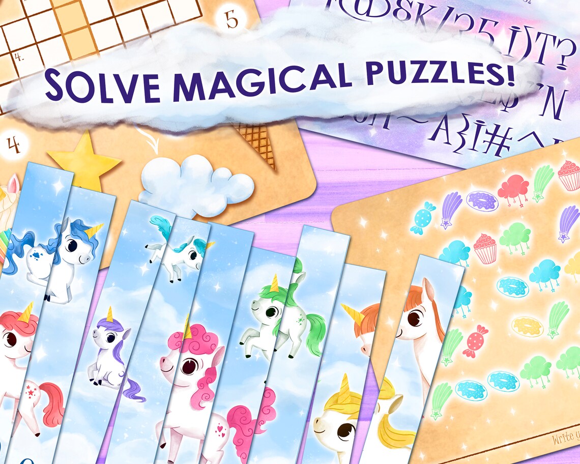 Unicorn Treasure Hunt Printable Party Games for Kids DIY Escape Room ...