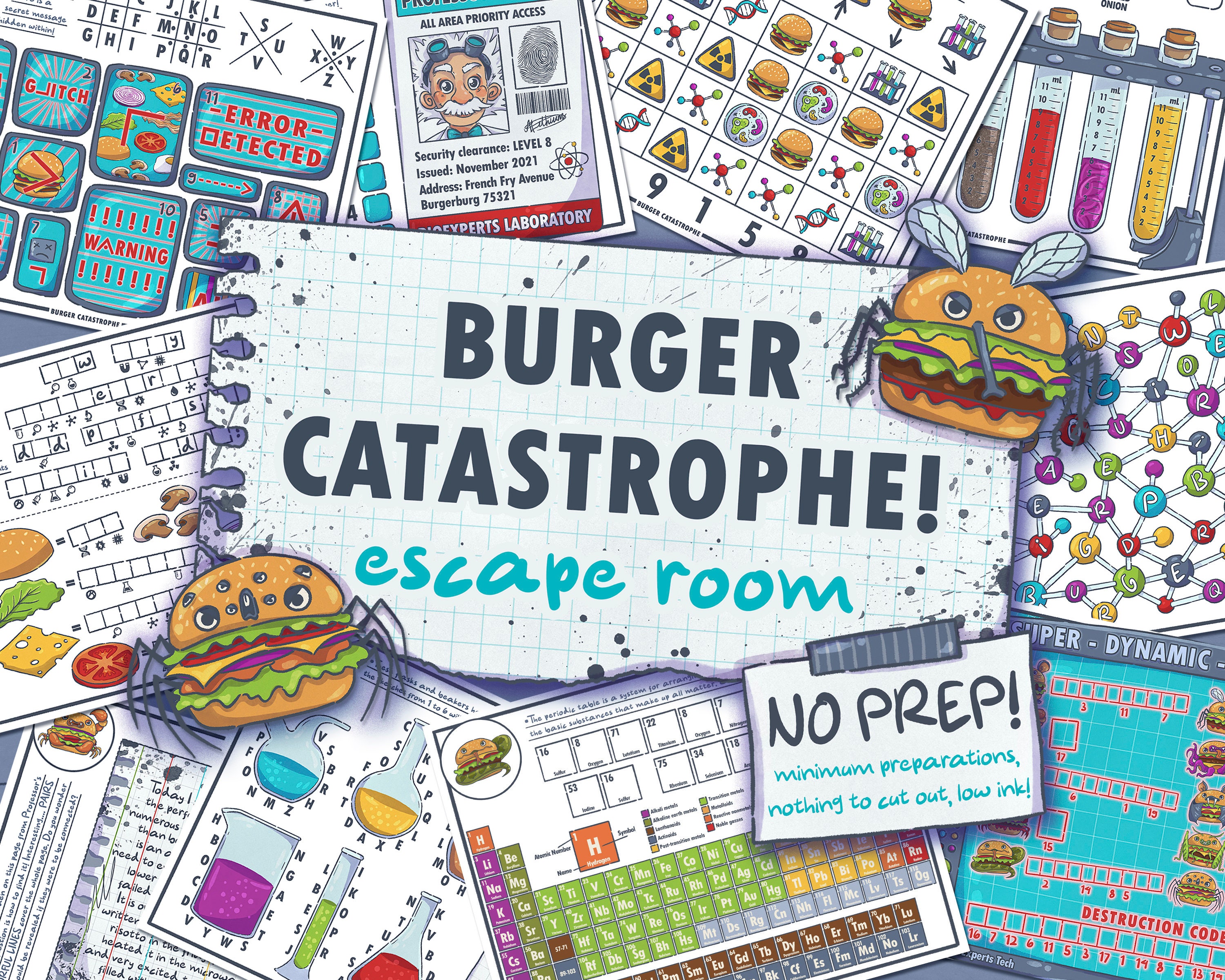 Burger Catastrophe Escape Room for Kids Birthday Printable Party Games ...