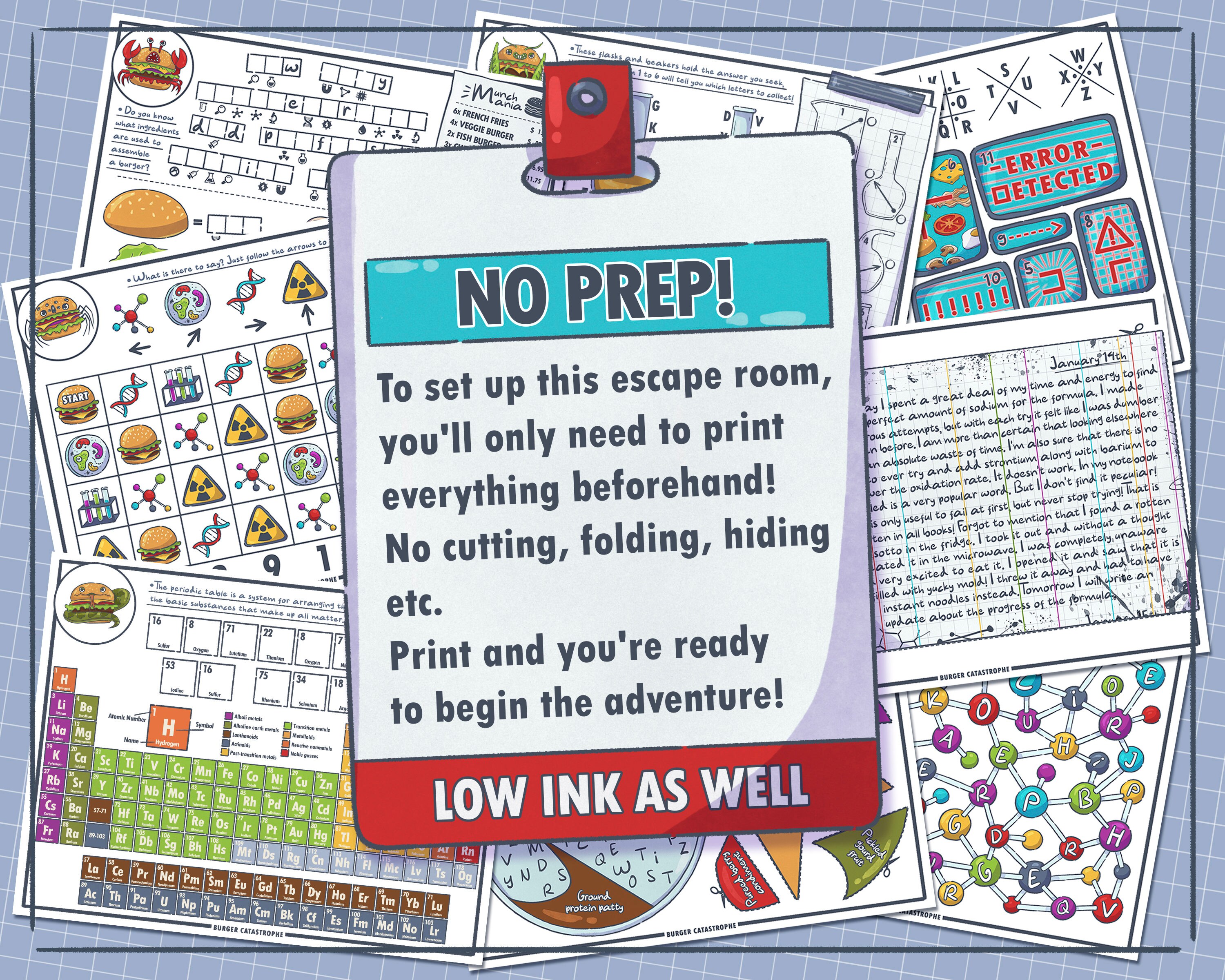 Burger Catastrophe Escape Room for Kids Birthday Printable Party Games ...