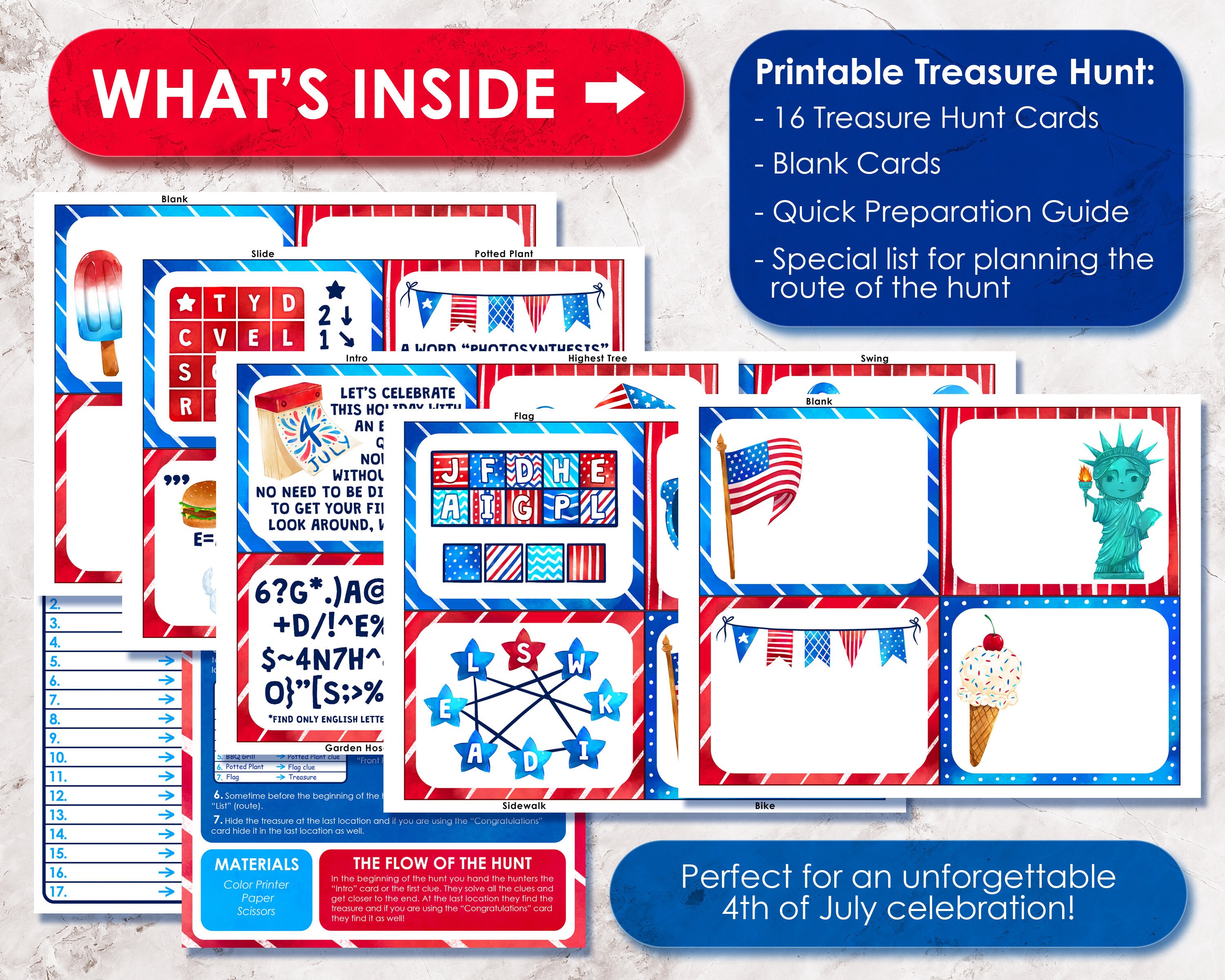 4th July Outdoor Treasure Hunt | Printable Patriotic Party ...