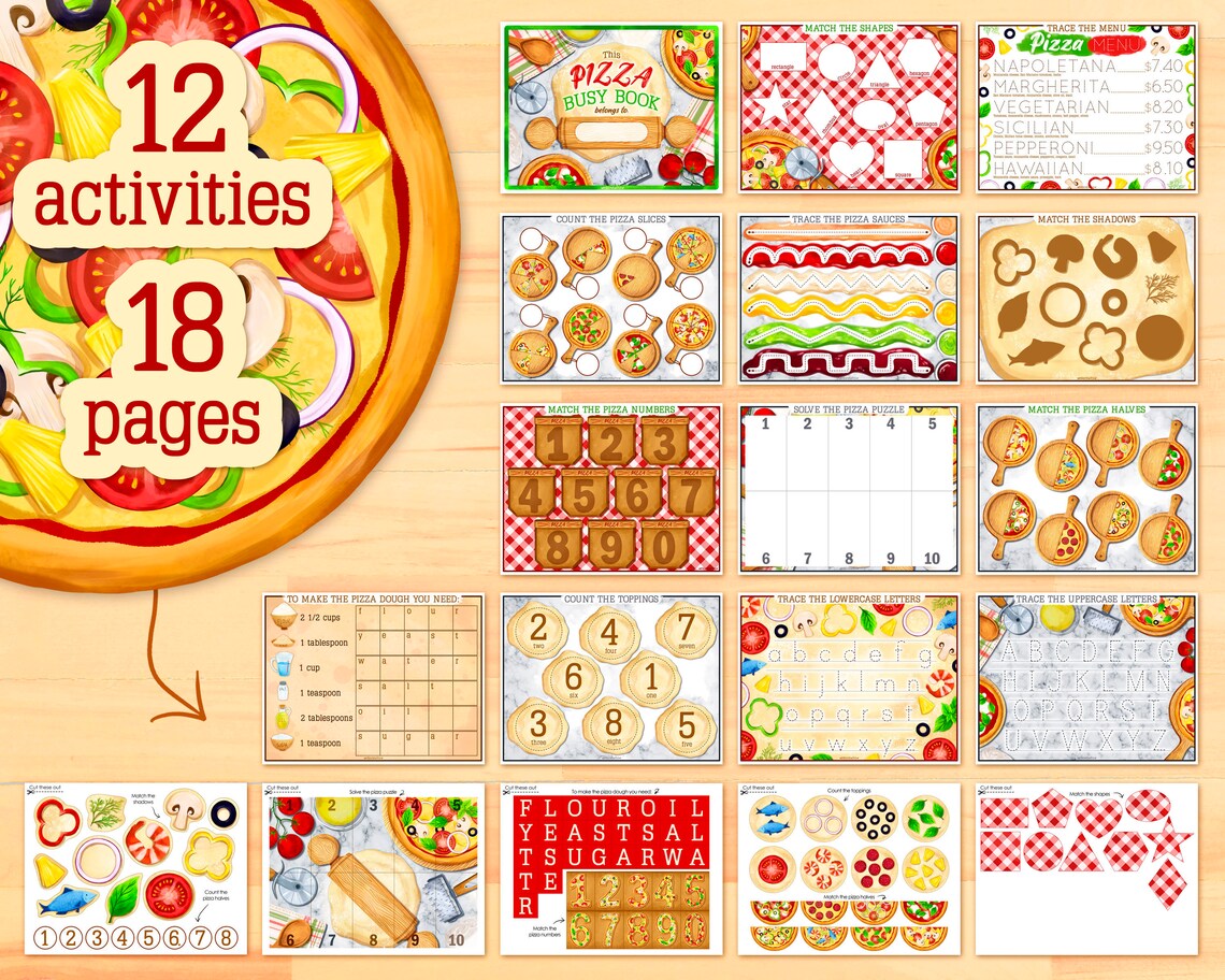 Pizza Busy Book Printable Activities for Kids Print and Play ...