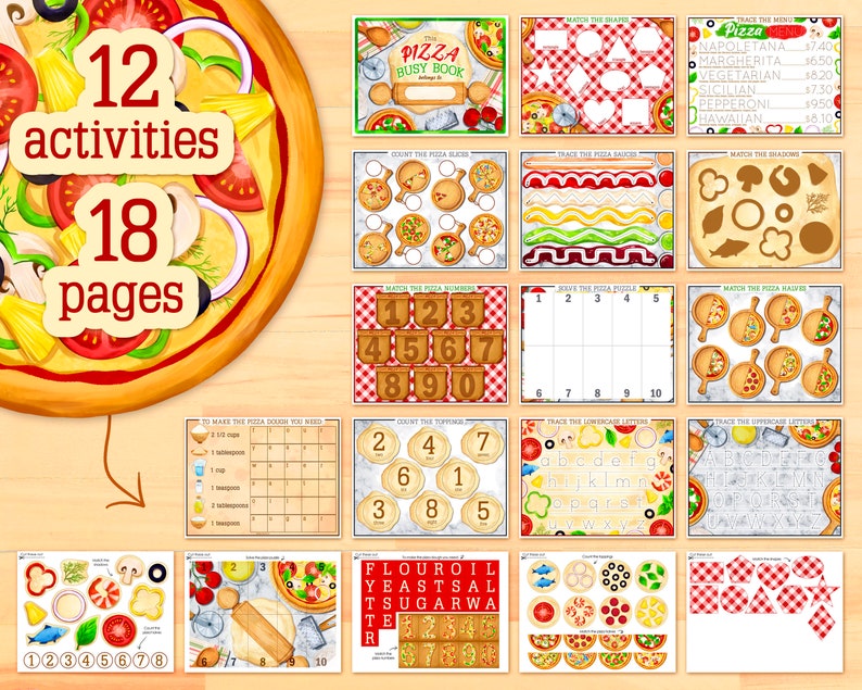 Pizza Busy Book | Printable Activities for Kids | Print and Play ...