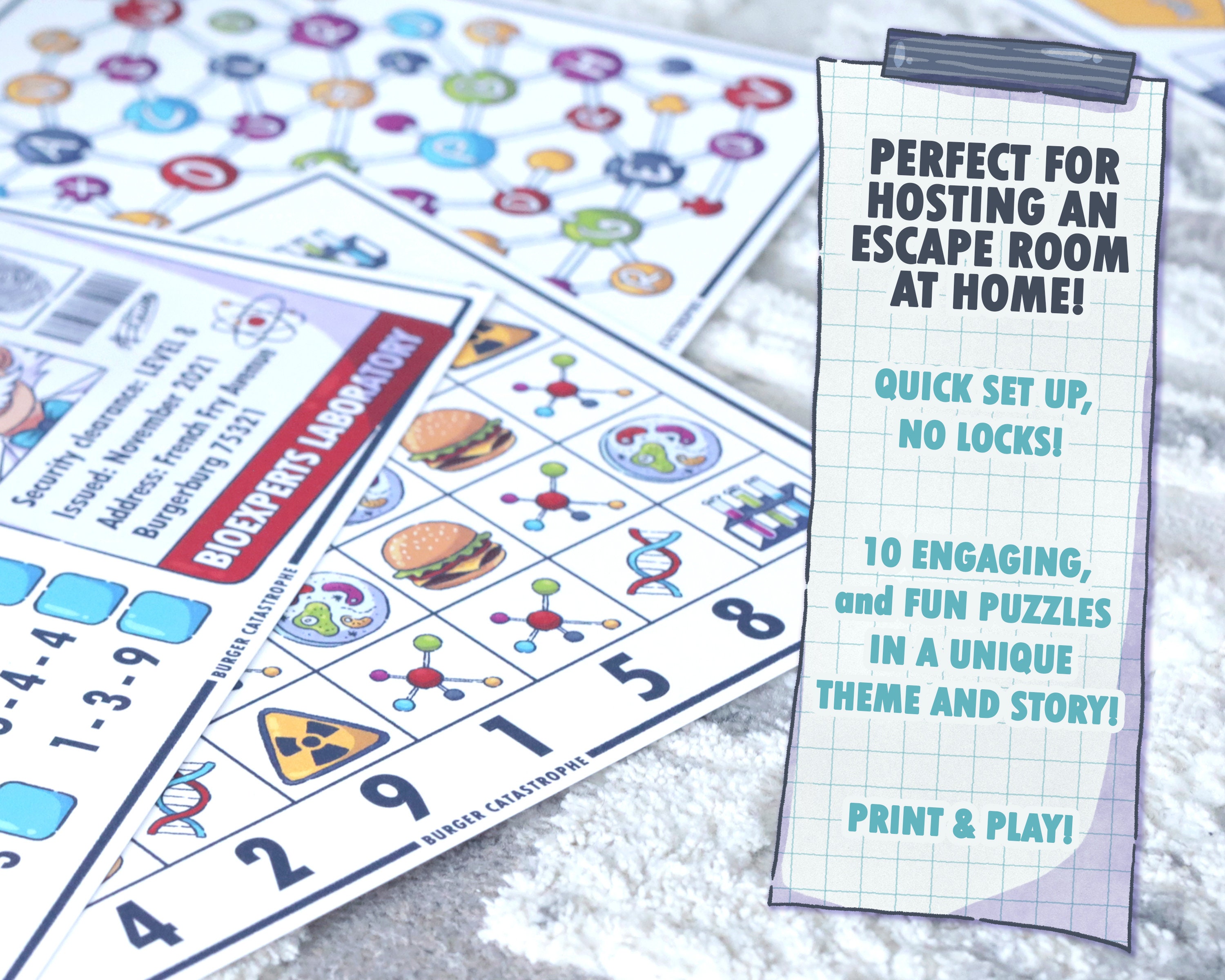 Burger Catastrophe Escape Room for Kids Birthday Printable Party Games ...