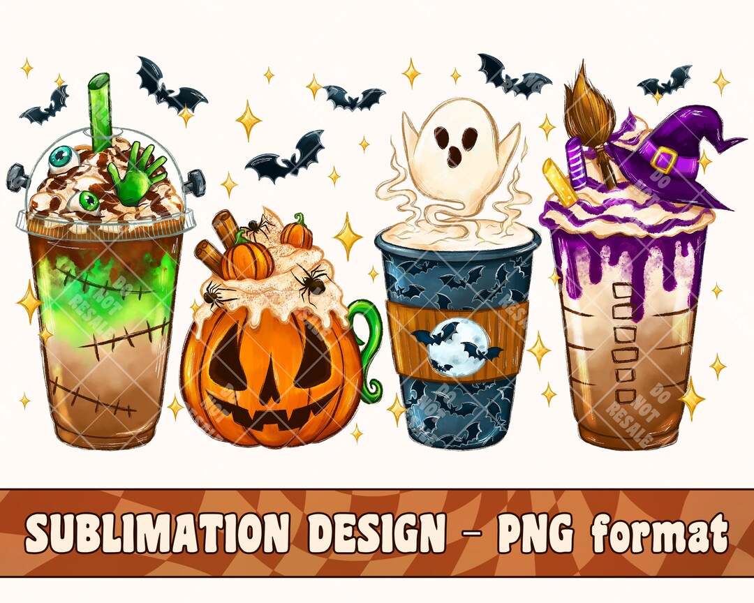 Halloween Coffee Latte Design PNG | Spooky Autumn PNG | Tumbler Wrap ...