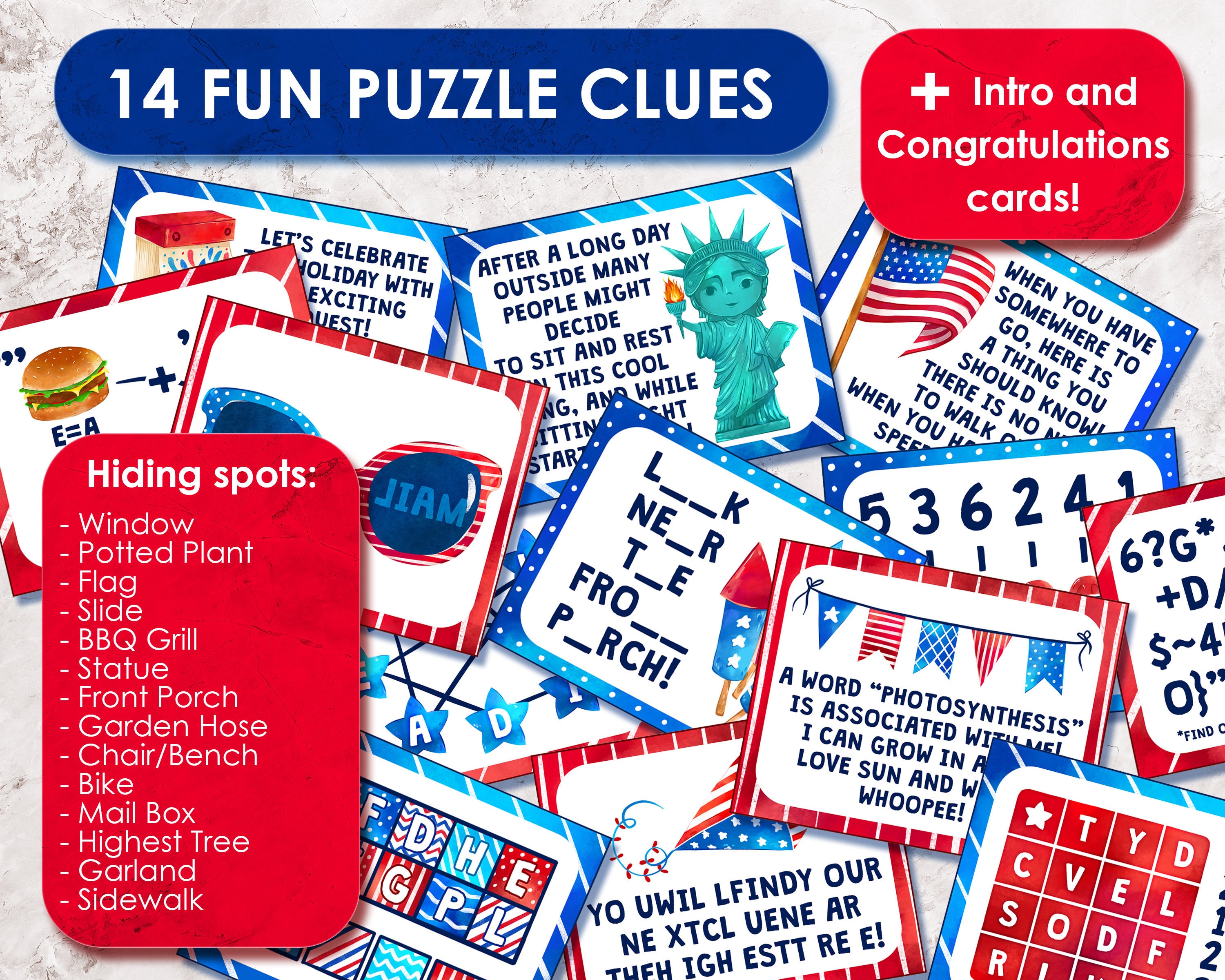 4th July Outdoor Treasure Hunt | Printable Patriotic Party ...