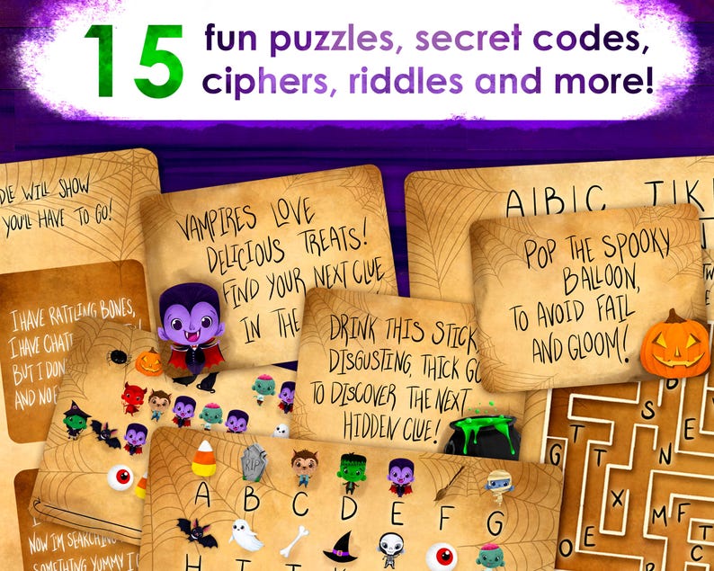 Halloween Treasure Hunt | Party Printables | Escape Room for Kids ...