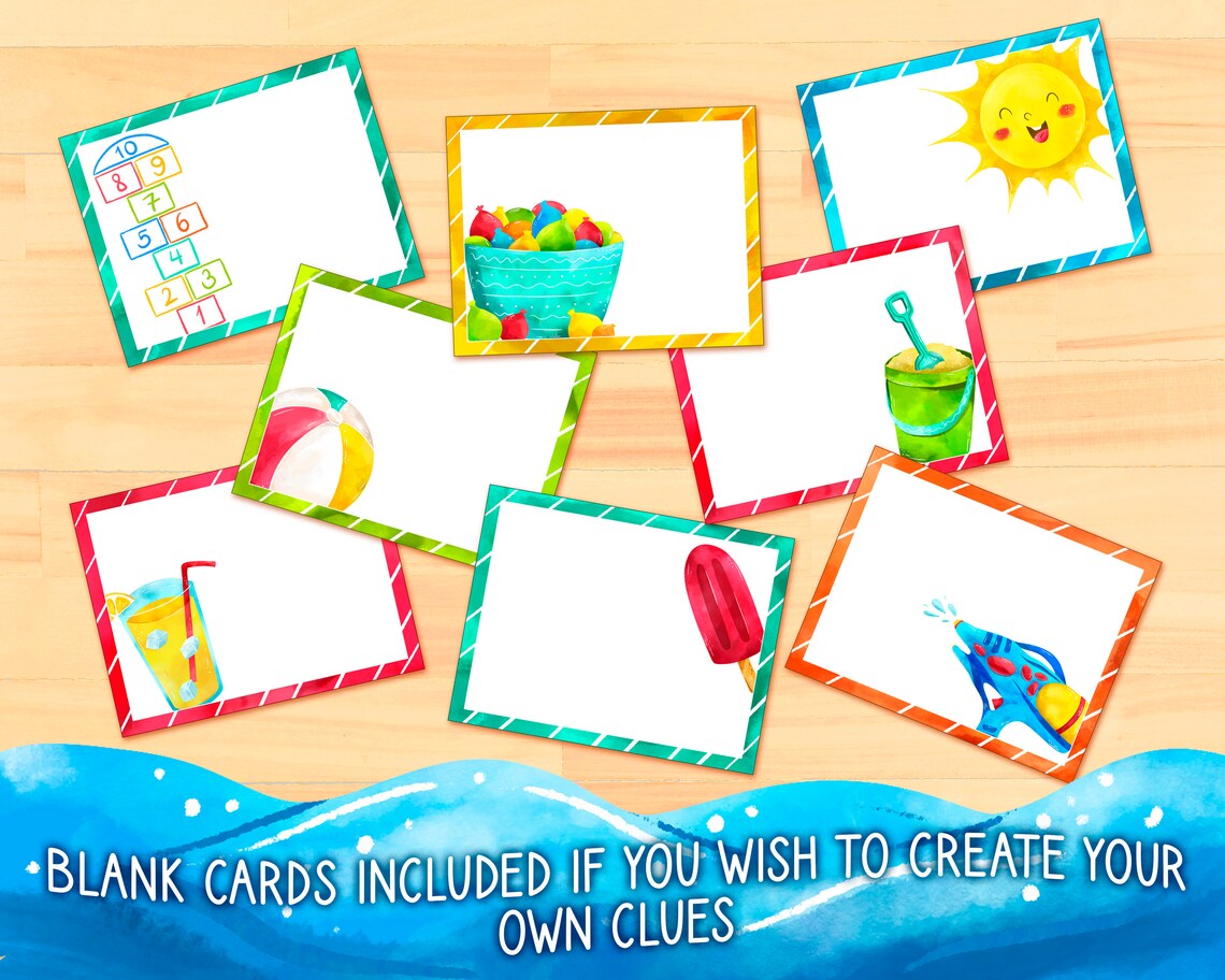 Summer Outdoor Treasure Hunt Clue Cards | Printable Party Game for Kids ...