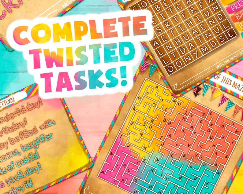 Birthday Treasure Hunt Printable | Party Game Supplies | Scavenger Hunt ...