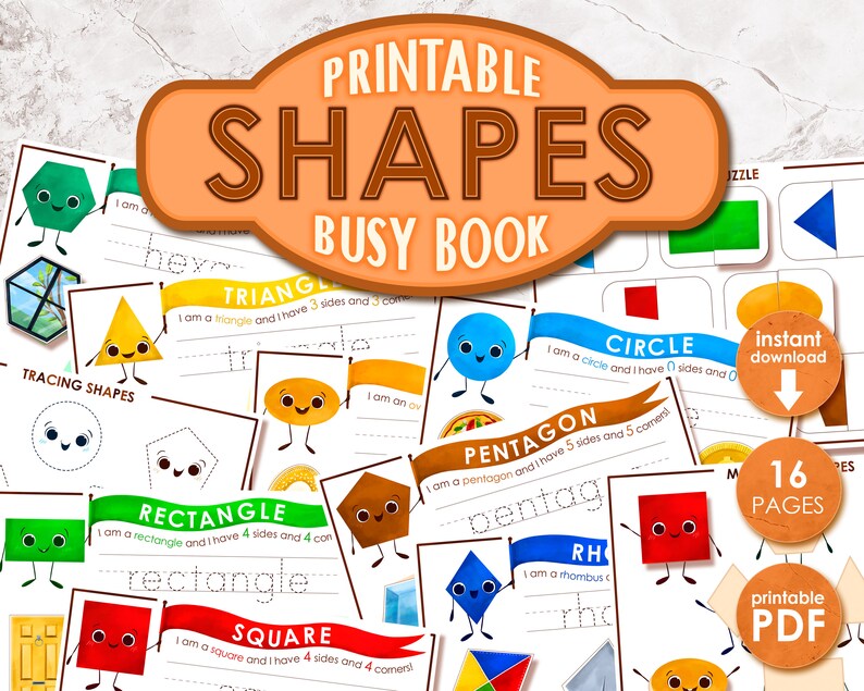 First Shapes Busy Book Learning Binder Homeschool Learning Shapes ...