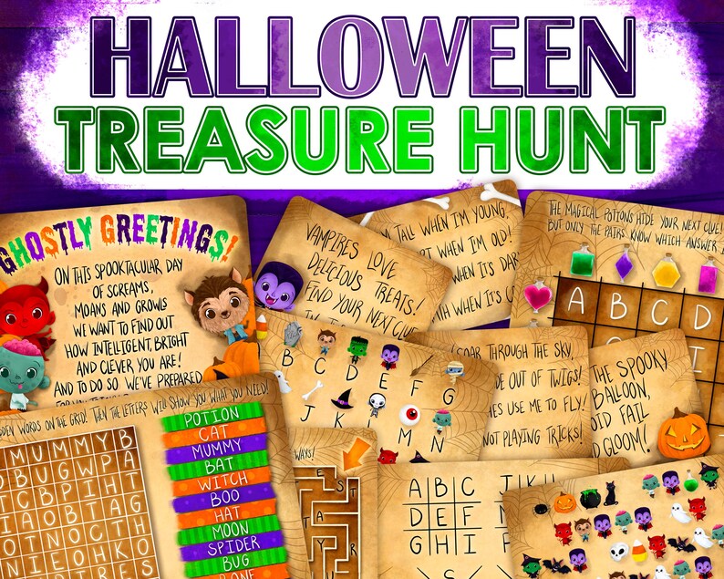 Halloween Treasure Hunt | Party Printables | Escape Room for Kids ...