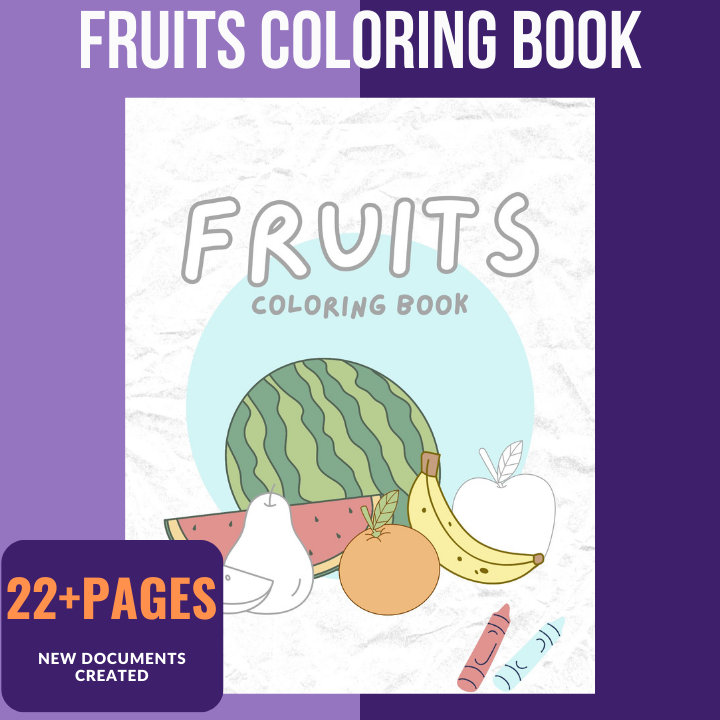 Fruits Coloring Book Fruits Coloring Book for Kids-fruits - Etsy