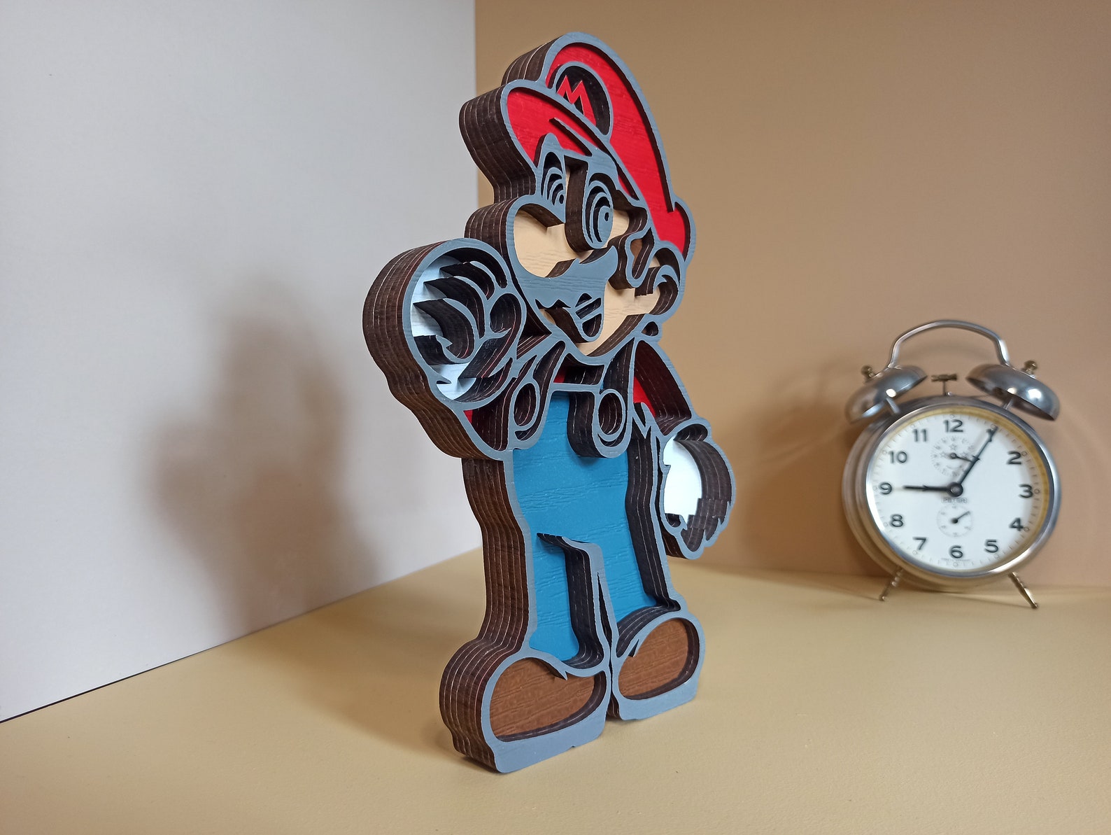 3D Wooden Super Mario Decoration, Wood Carving, Wooden Mario, Desktop ...