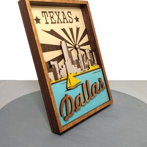 Texas Table, Dallas Picture, Laser Engraved Table, Multi-layered USA ...