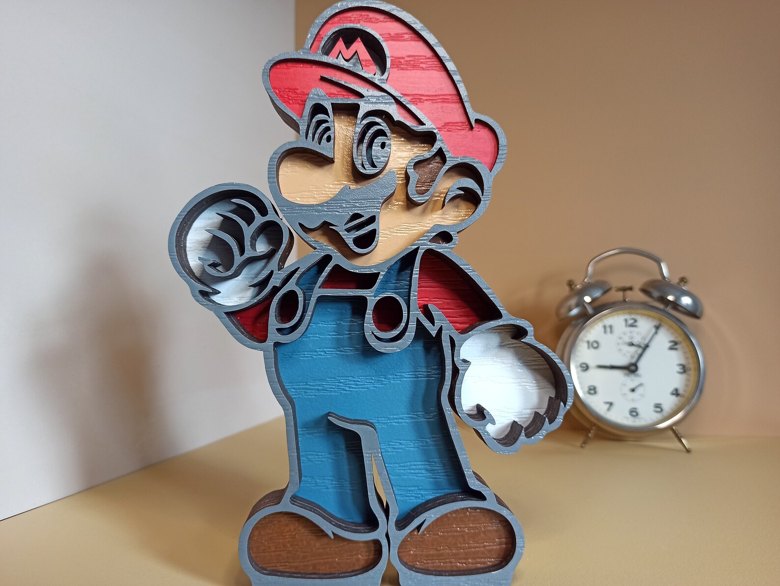 3D Wooden Super Mario Decoration, Wood Carving, Wooden Mario, Desktop ...