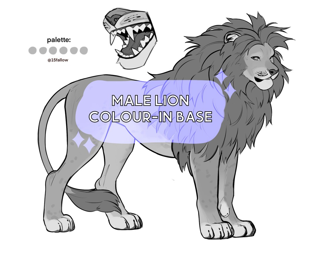 Feral Male Lion Adopt Ref Sheet Base - Etsy