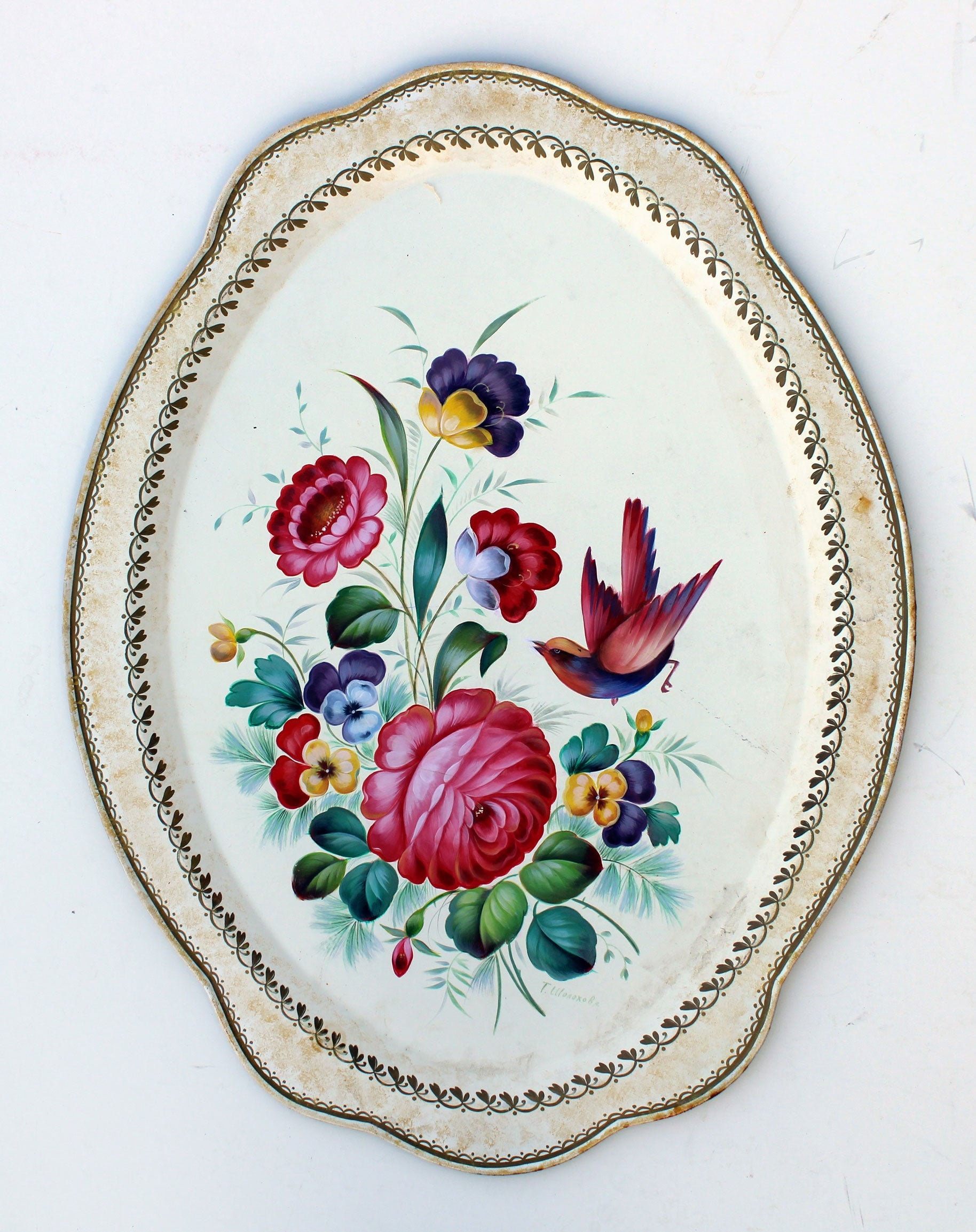 One of a Kind Authentic Zhostovo Metal Tray Hand-painted by - Etsy