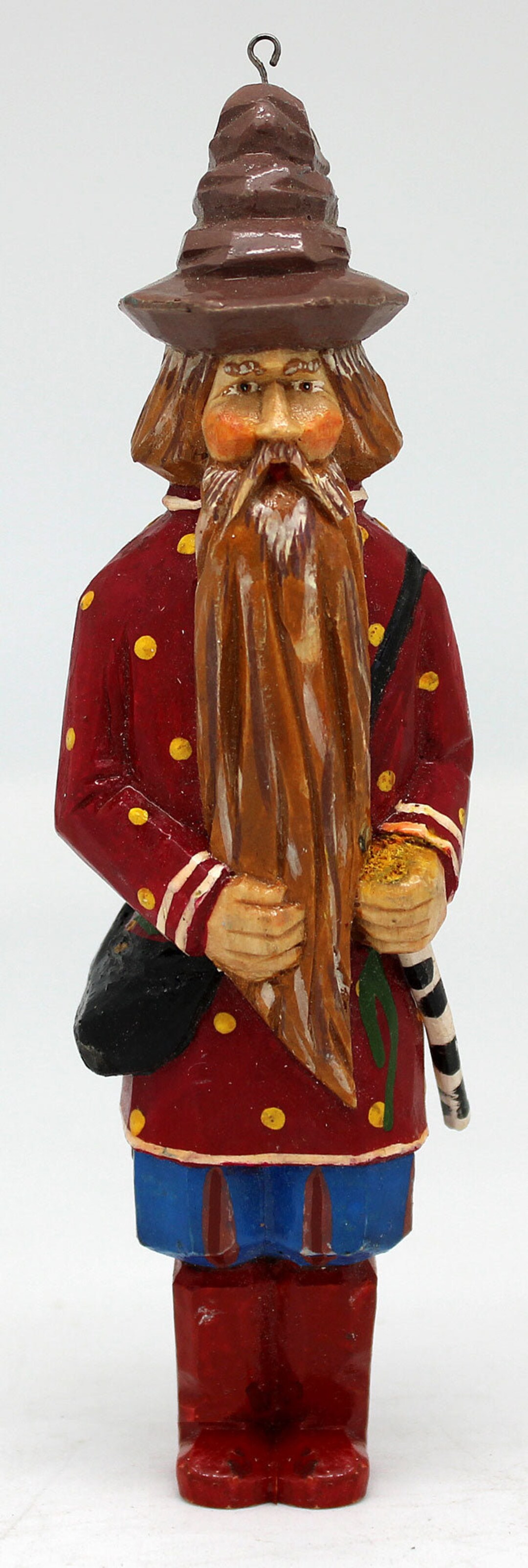 One of a Kind Old Man Wizard Wood Carved Ornament Figurine 6 by G ...
