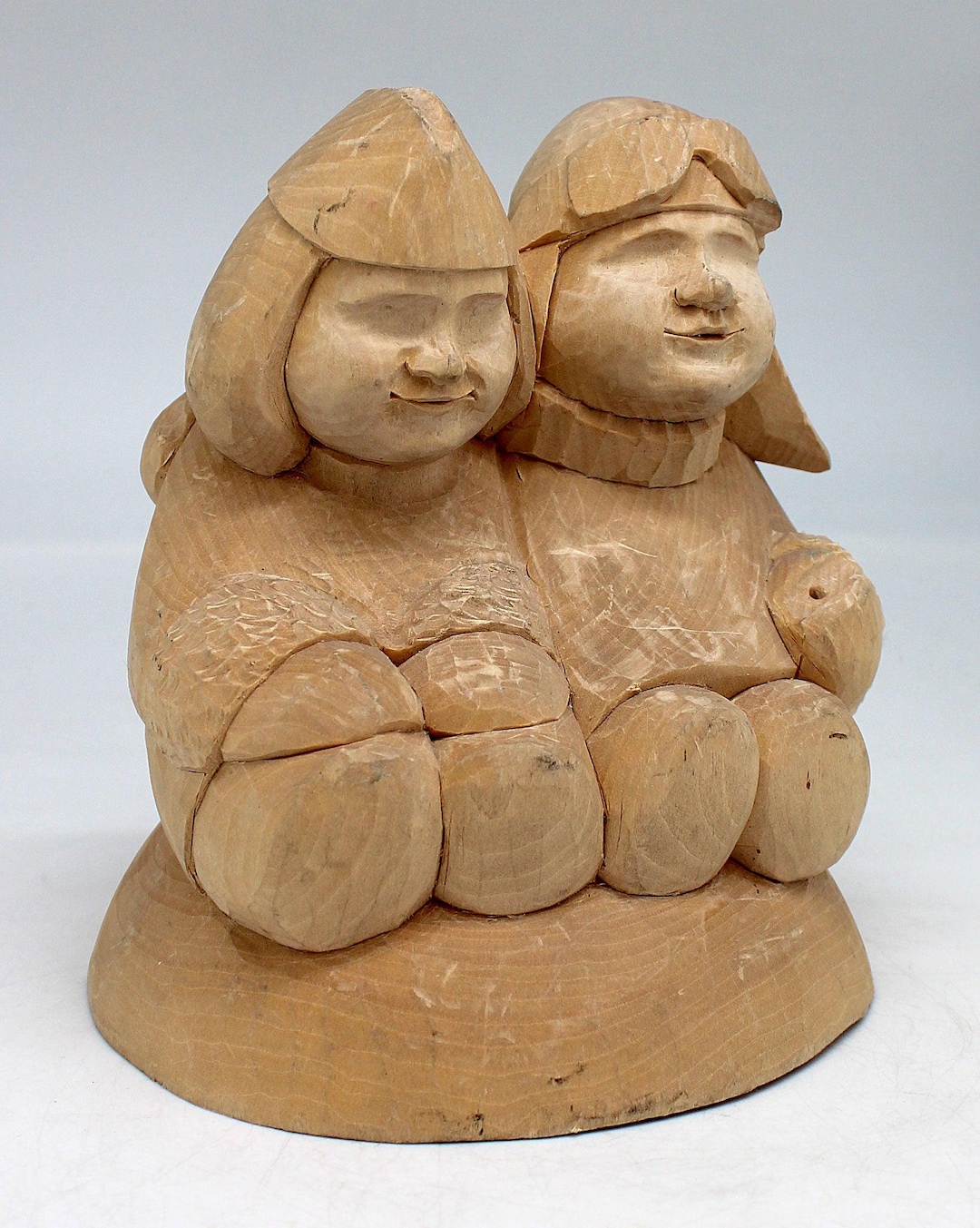 Brother and Sister Wood-carved Figurine 5 X 5 X 6 Limited Edition by ...