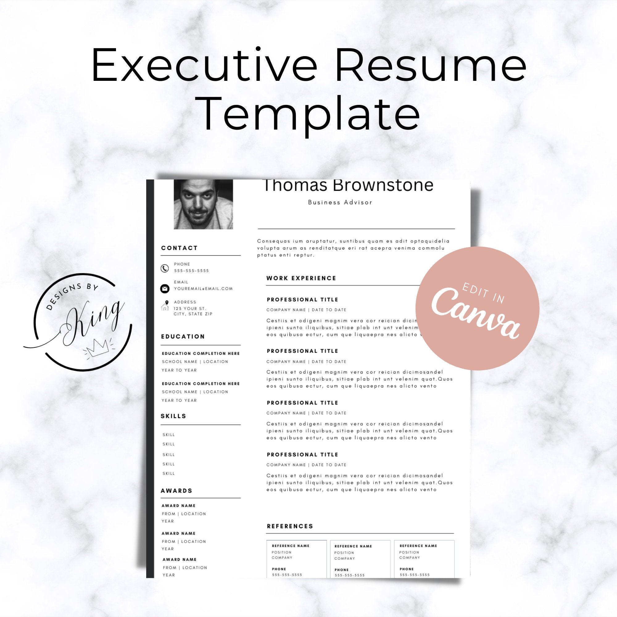 Resume Template for Canva Professional CV Template, Canva Modern Resume ...
